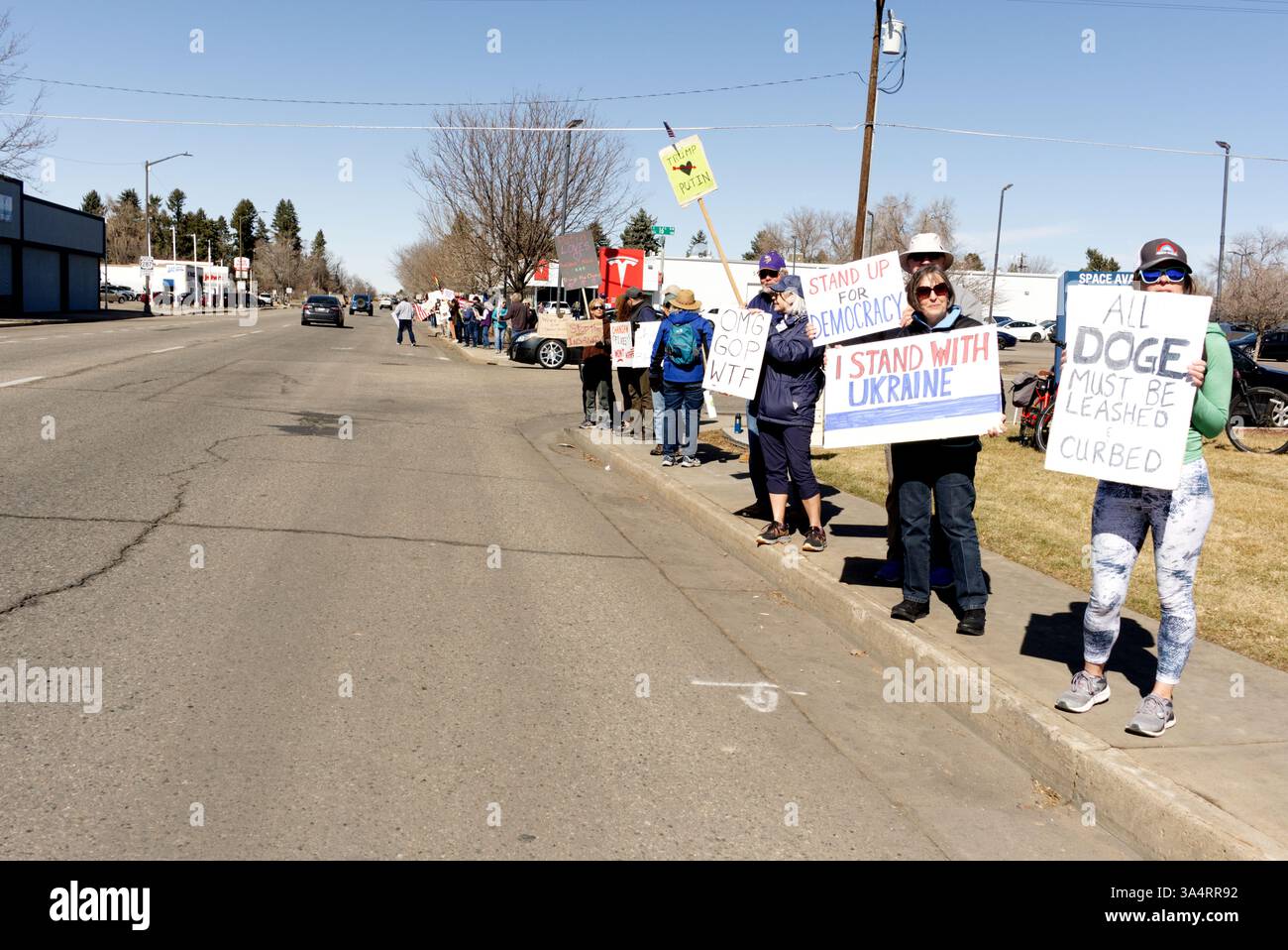 Protests line the streets hundreds of protest signs rebuking Elon and ...
