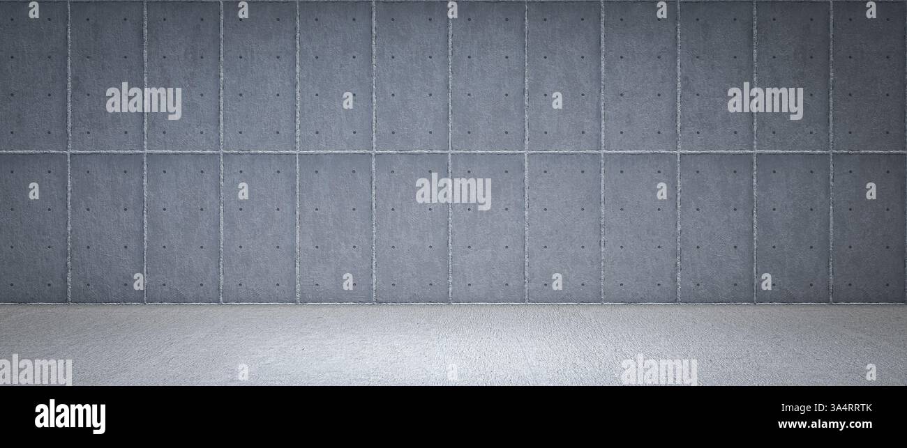 Empty concrete room with grey floor and wall background 3d Stock Photo ...
