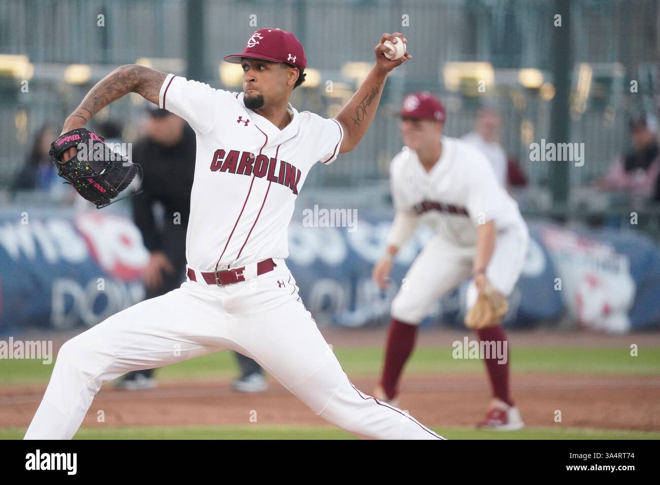 South Carolina pitcher Jarvis Evans delivers the ball during an NCAA ...