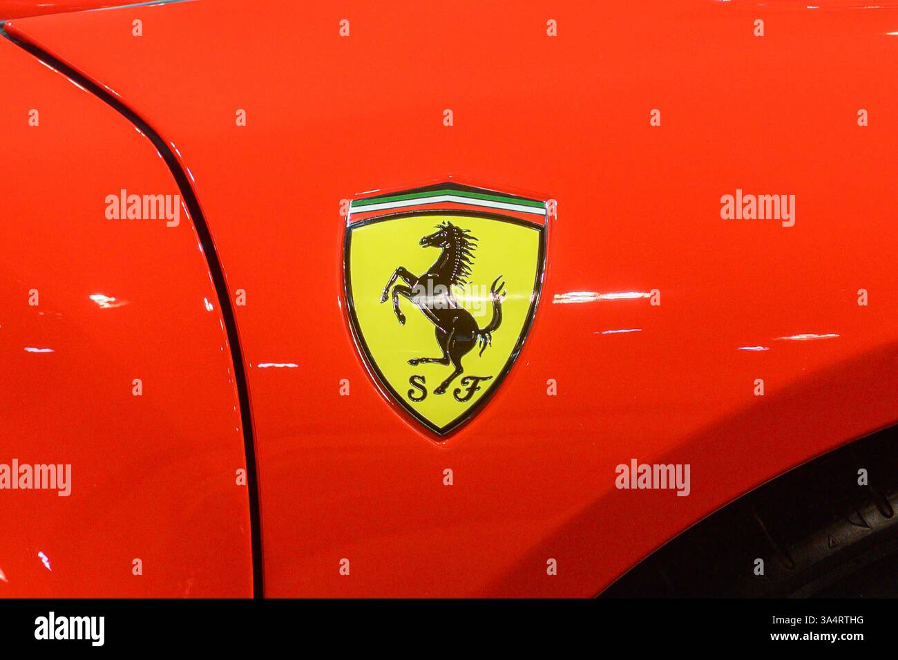 Toronto, ON, Canada - March 15, 2025: A Ferrari emblem is displayed on ...