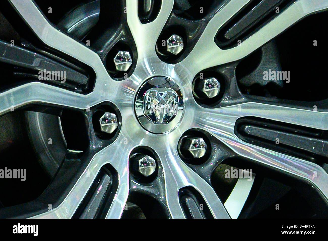 Toronto, ON, Canada - February 14, 2025: A RAM emblem is displayed on a ...