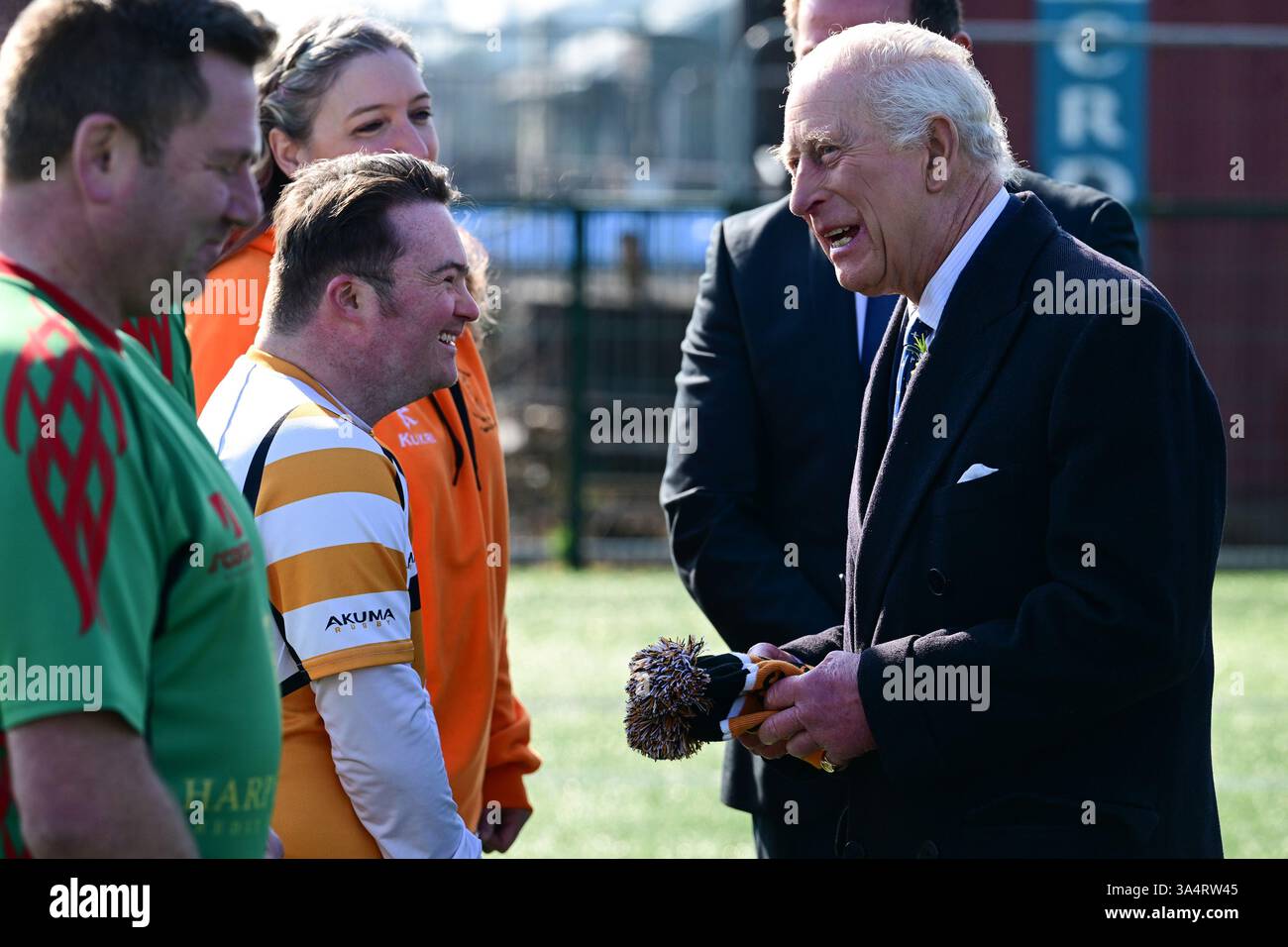 King Charles III during a visit to the Newforge complex in Belfast ...