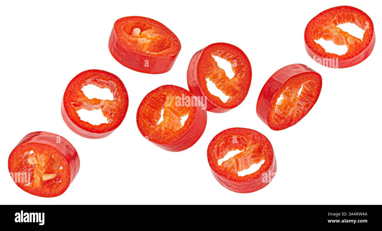 Falling chili pepper slices hi-res stock photography and images - Alamy