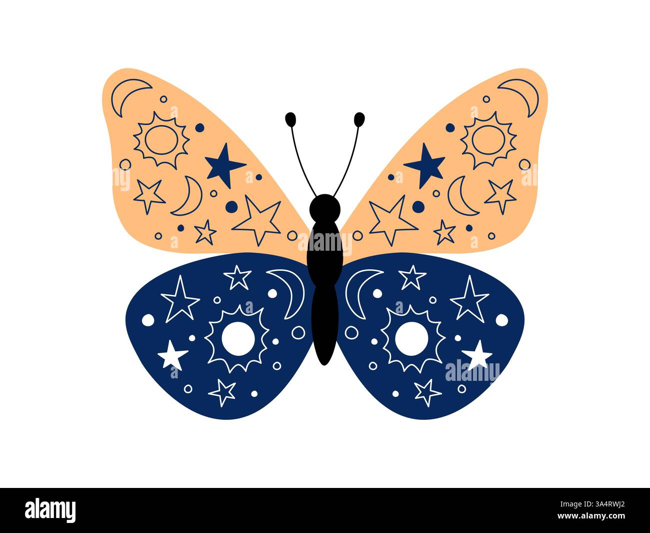 Butterfly ornament moon in Stock Vector Images - Alamy