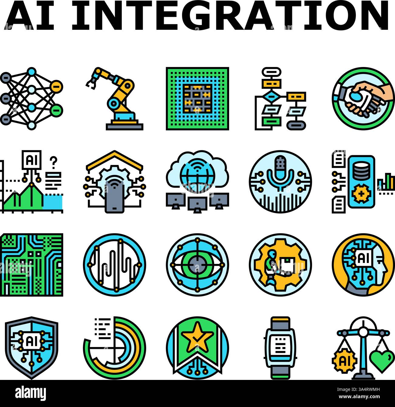 ai integration automation icons set vector Stock Vector Image & Art - Alamy
