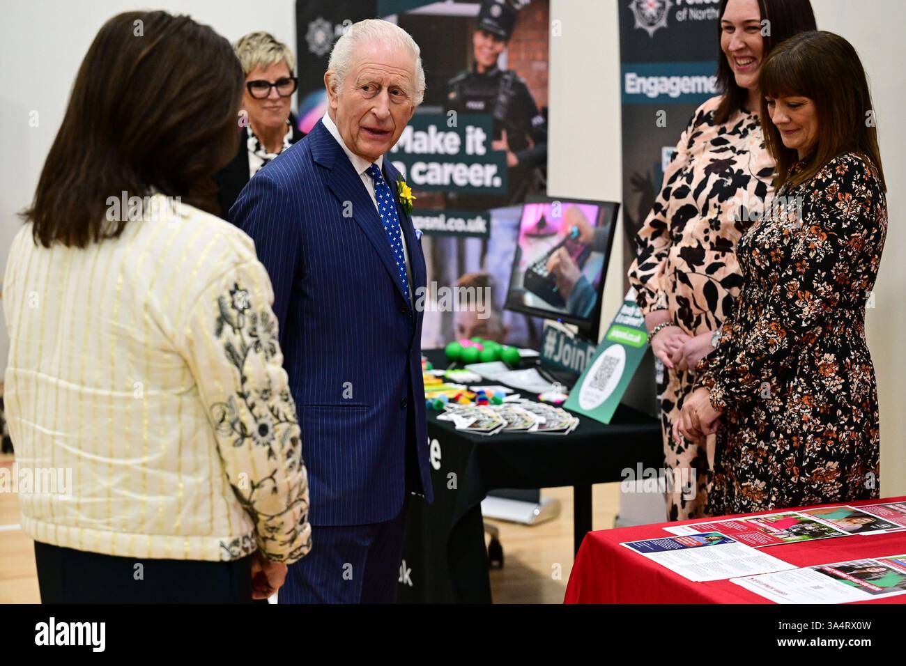 King Charles III during a visit to the Newforge complex in Belfast ...