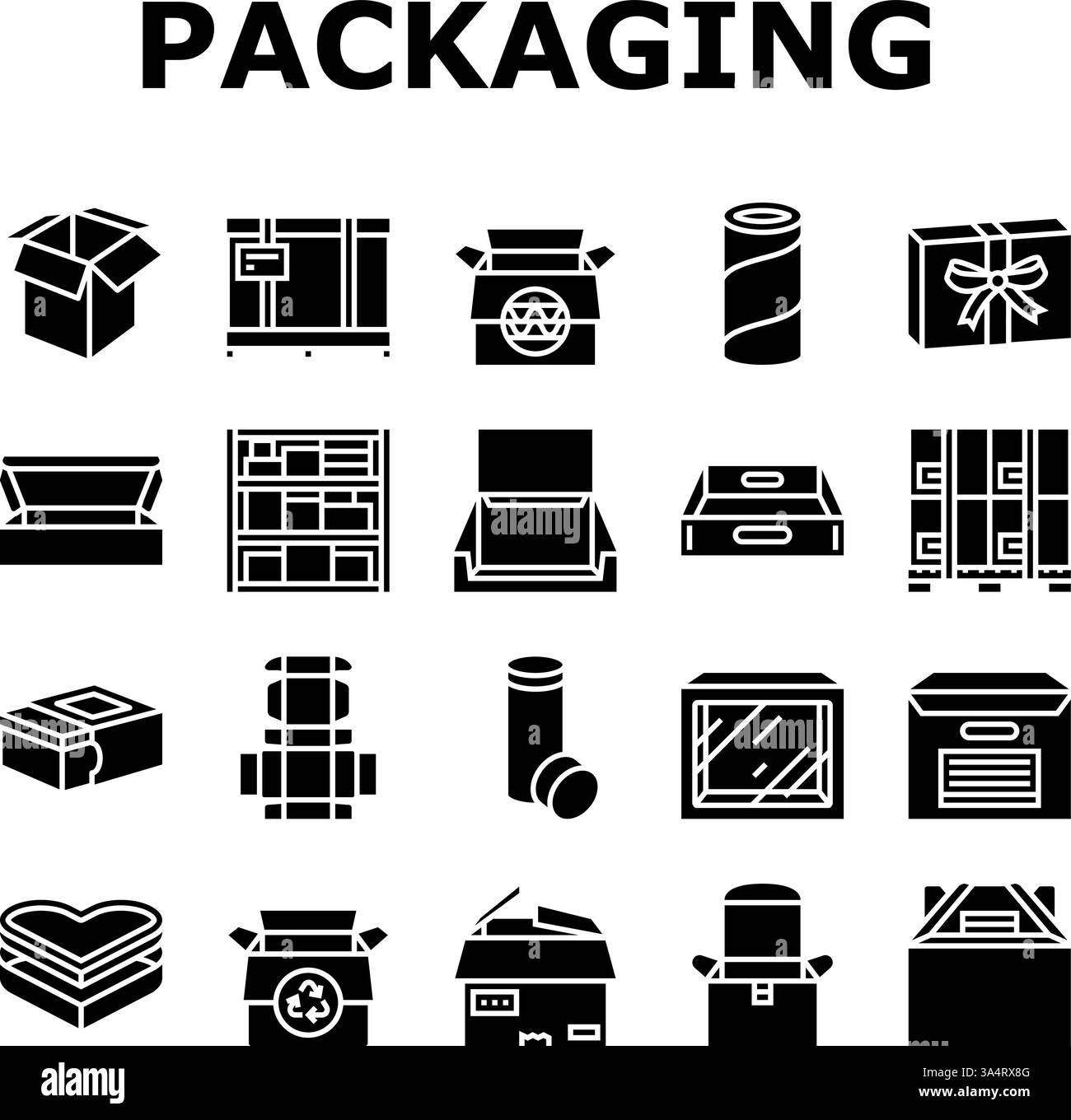 cardboard packaging recycling icons set vector Stock Vector Image & Art ...
