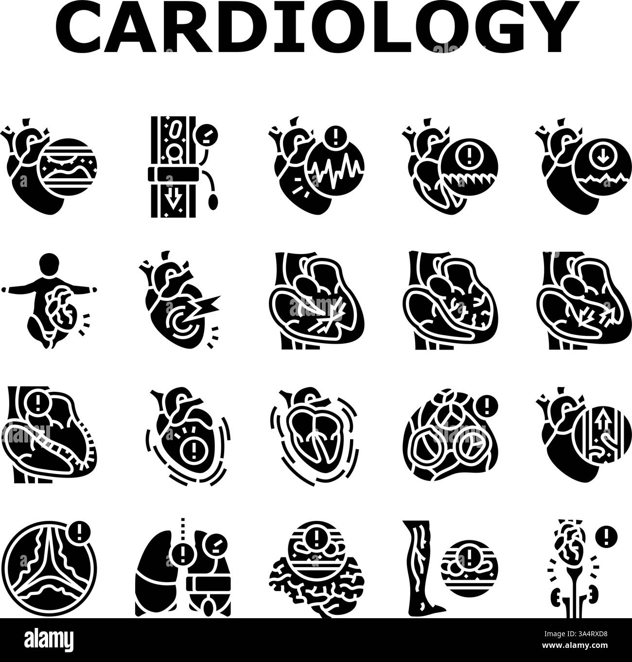cardiology diseases icons set vector Stock Vector Image & Art - Alamy