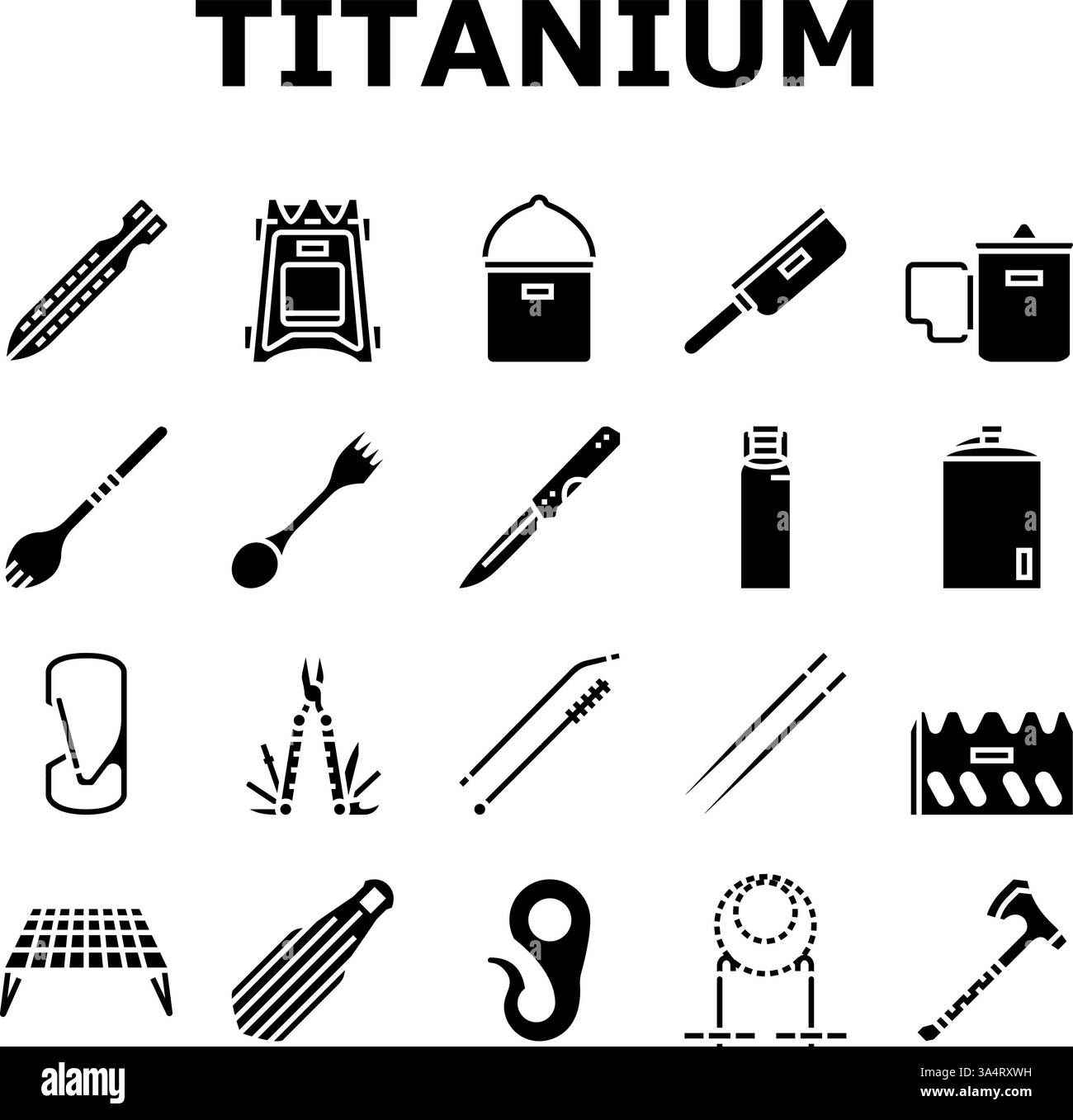 titanium lightweight accessories icons set vector Stock Vector Image ...