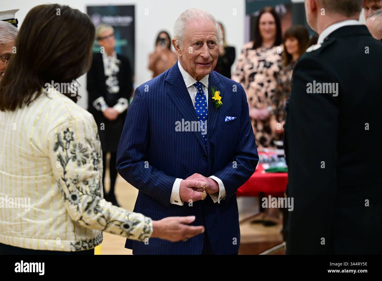 King Charles III during a visit to the Newforge complex in Belfast ...