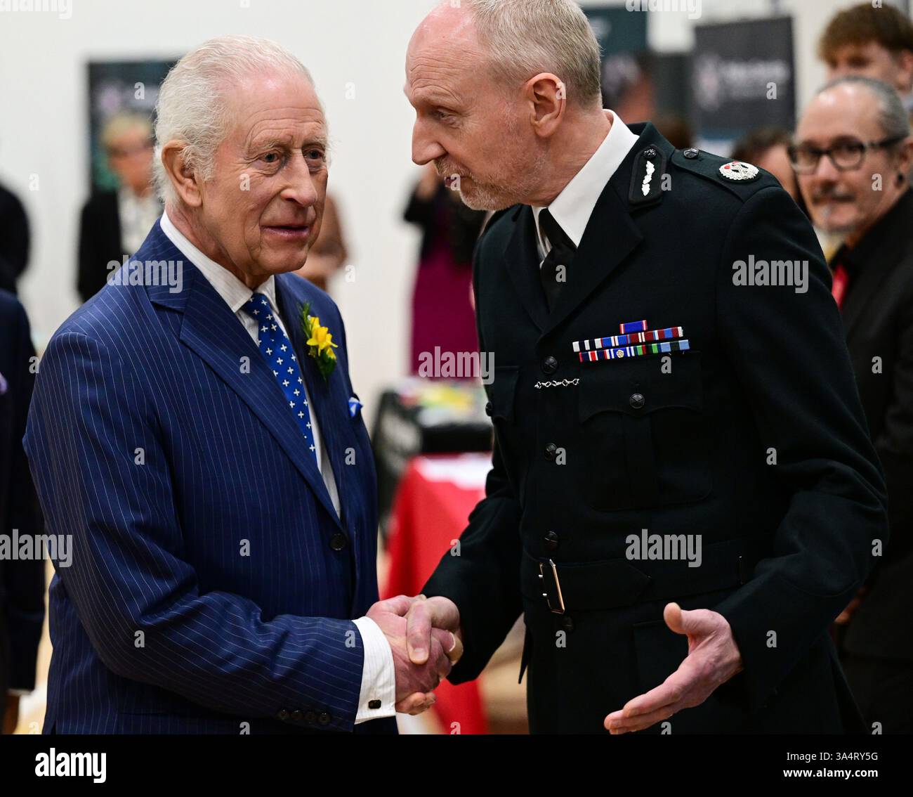 King Charles III during a visit to the Newforge complex in Belfast ...