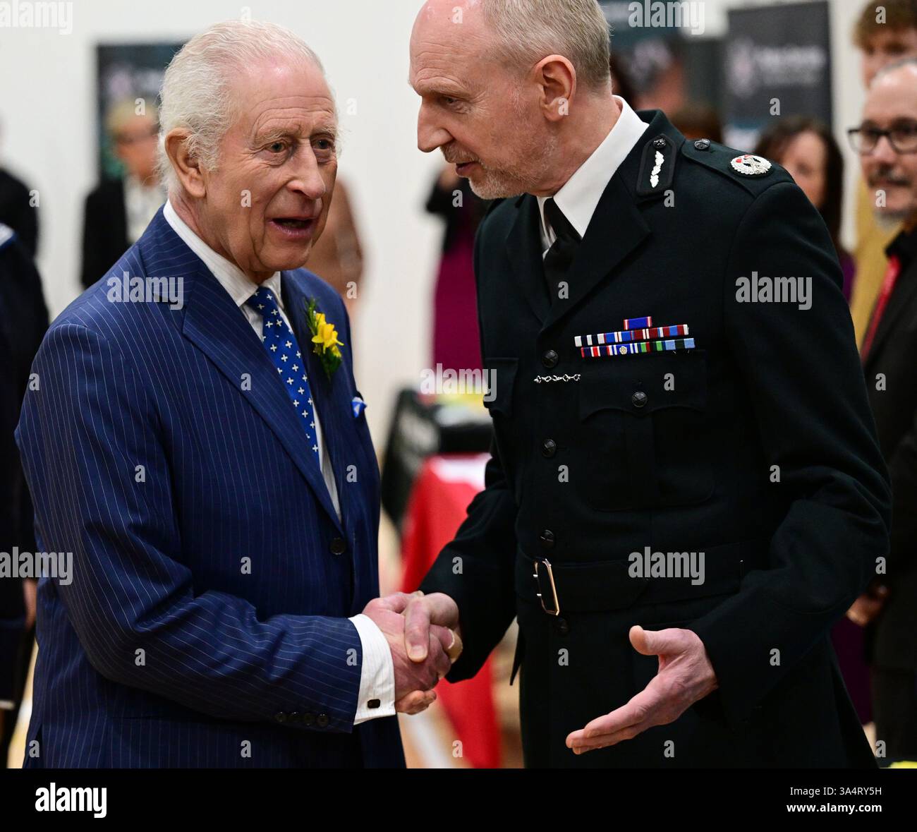 King Charles III during a visit to the Newforge complex in Belfast ...