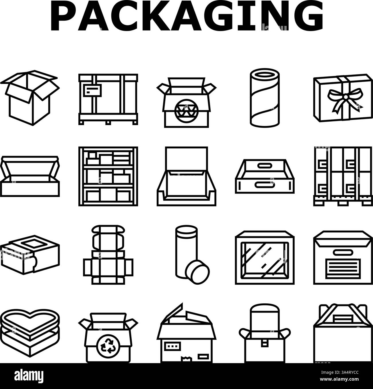 cardboard packaging recycling icons set vector Stock Vector Image & Art ...