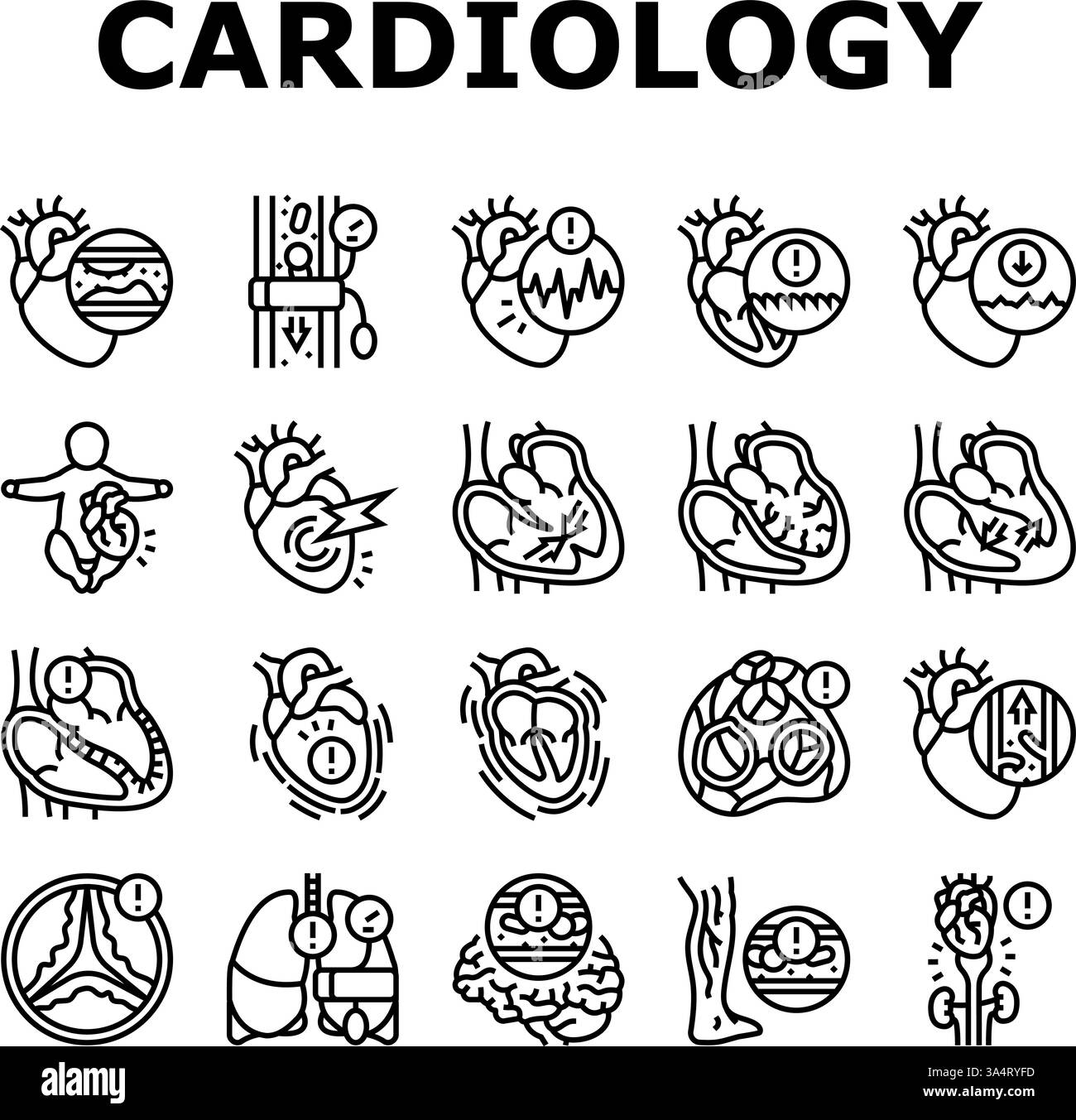cardiology diseases icons set vector Stock Vector Image & Art - Alamy