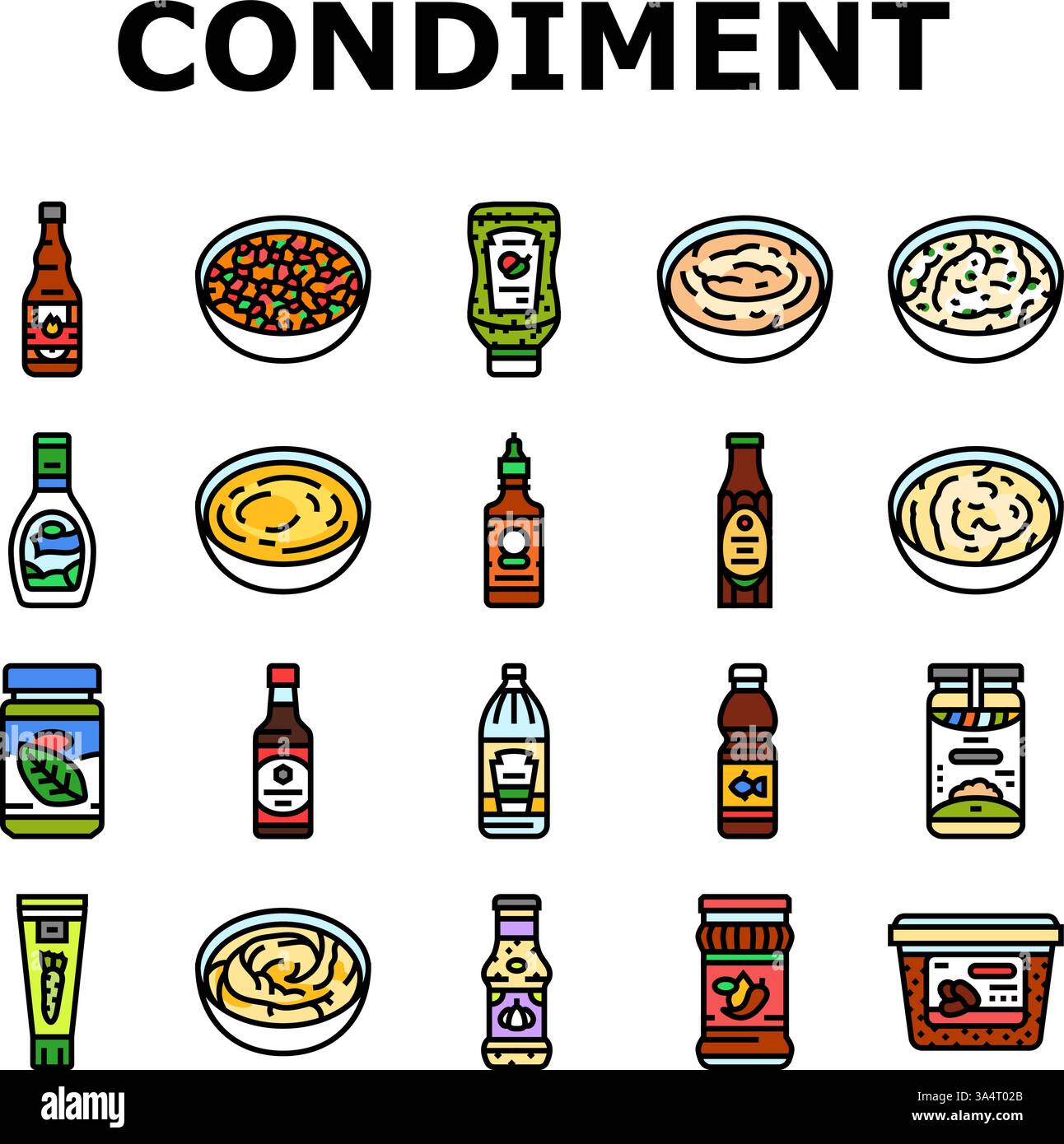 condiment ketchup mustard icons set vector Stock Vector Image & Art - Alamy
