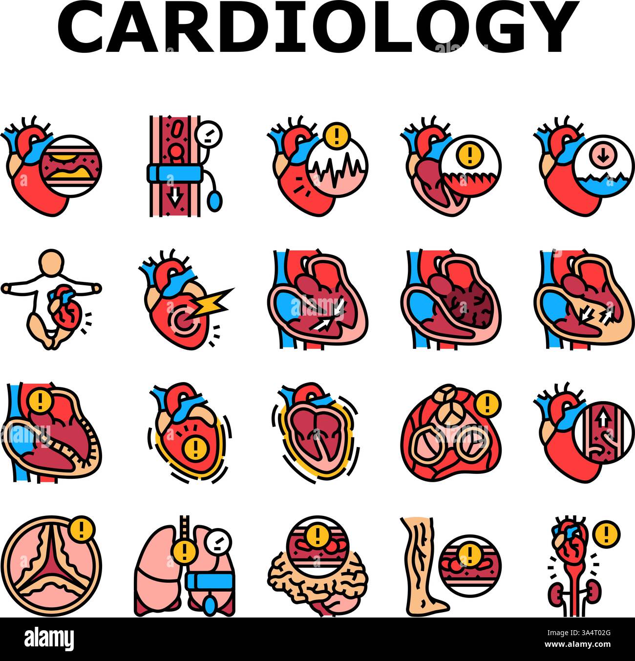cardiology diseases icons set vector Stock Vector Image & Art - Alamy