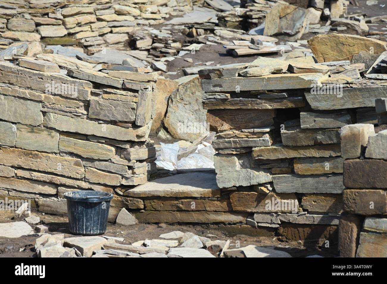Parst of the many coloured hall Ness of Brodgar neolithic archeological ...