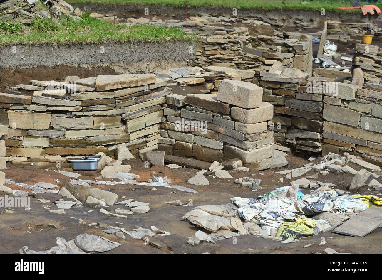 Parst of the many coloured hall Ness of Brodgar neolithic archeological ...