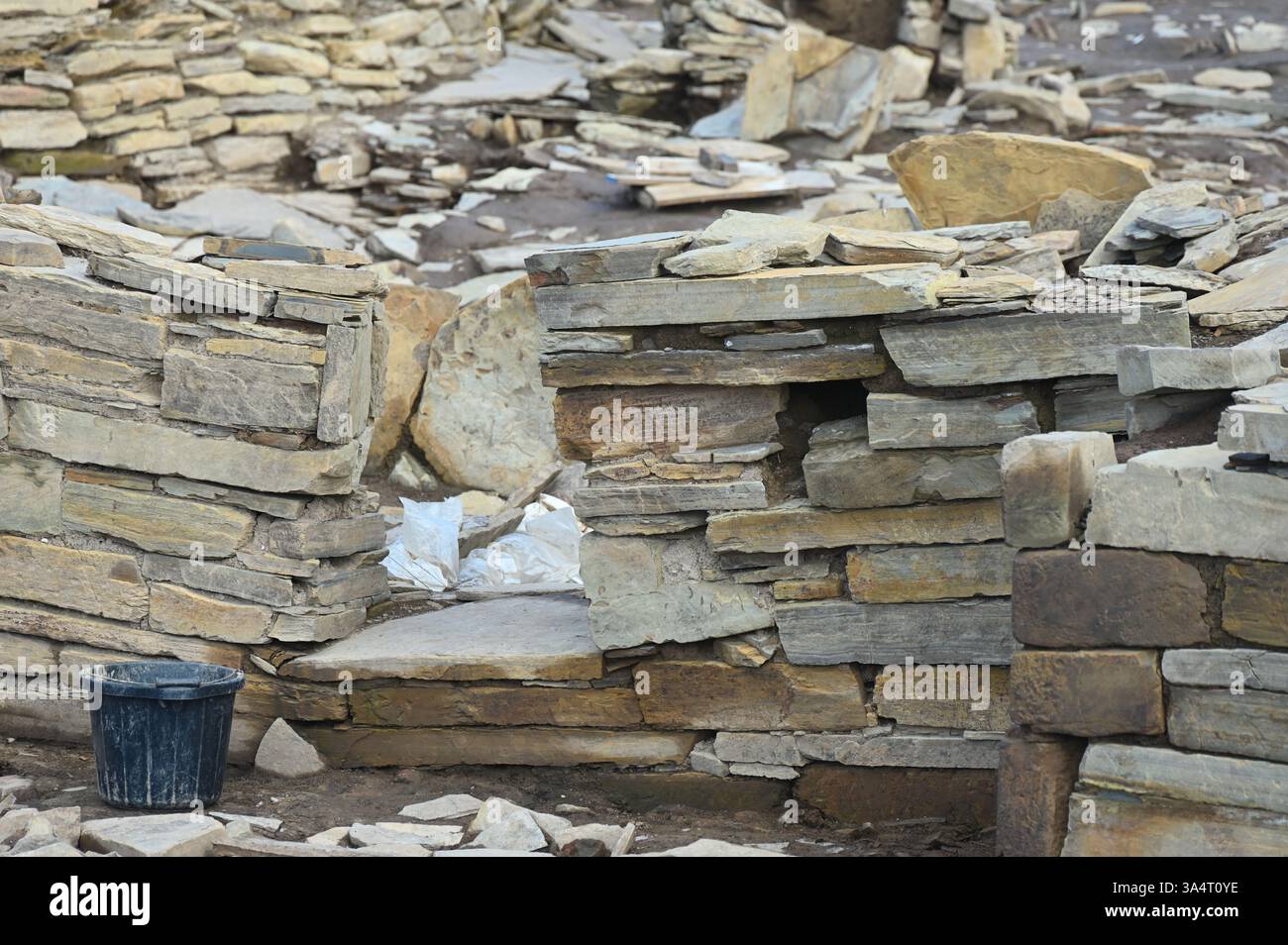Parst of the many coloured hall Ness of Brodgar neolithic archeological ...