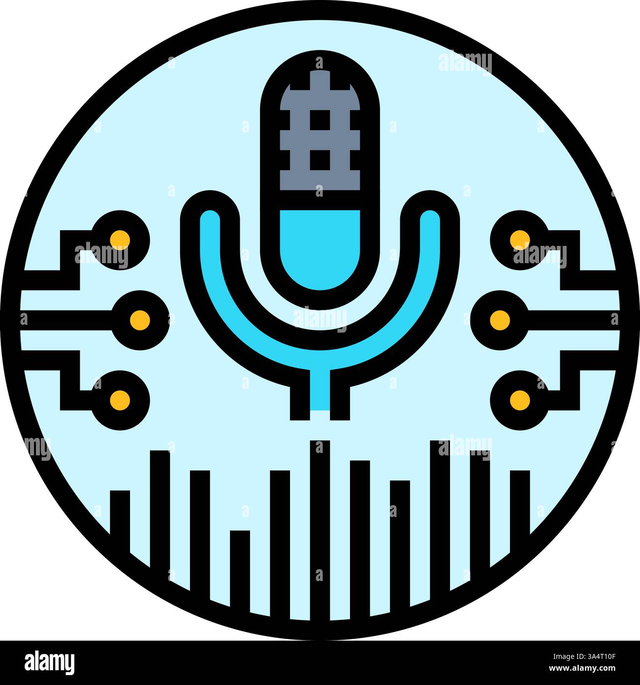 digital assistant microphone ai integration color icon vector ...