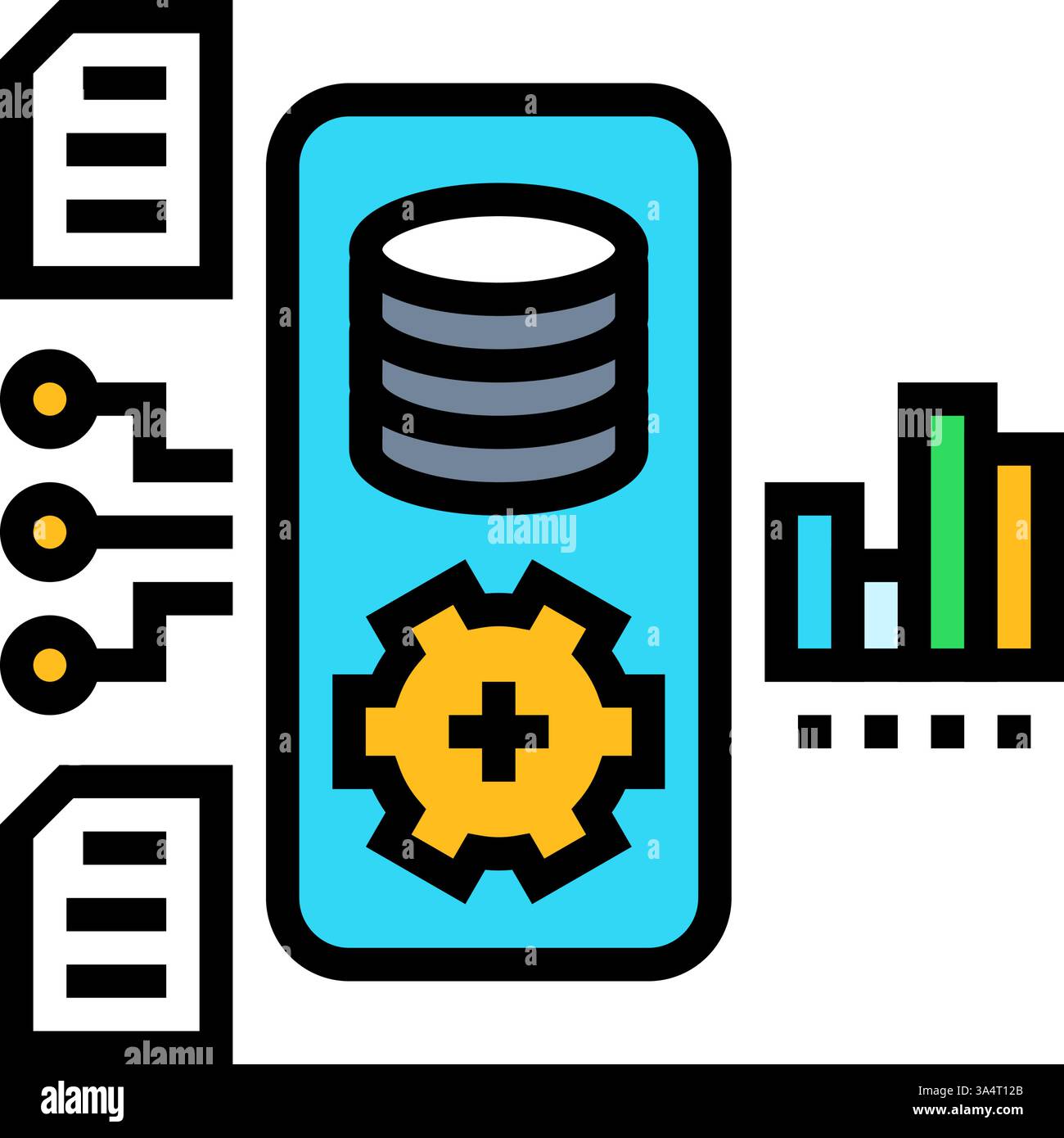 data processing pipeline ai integration color icon vector illustration ...