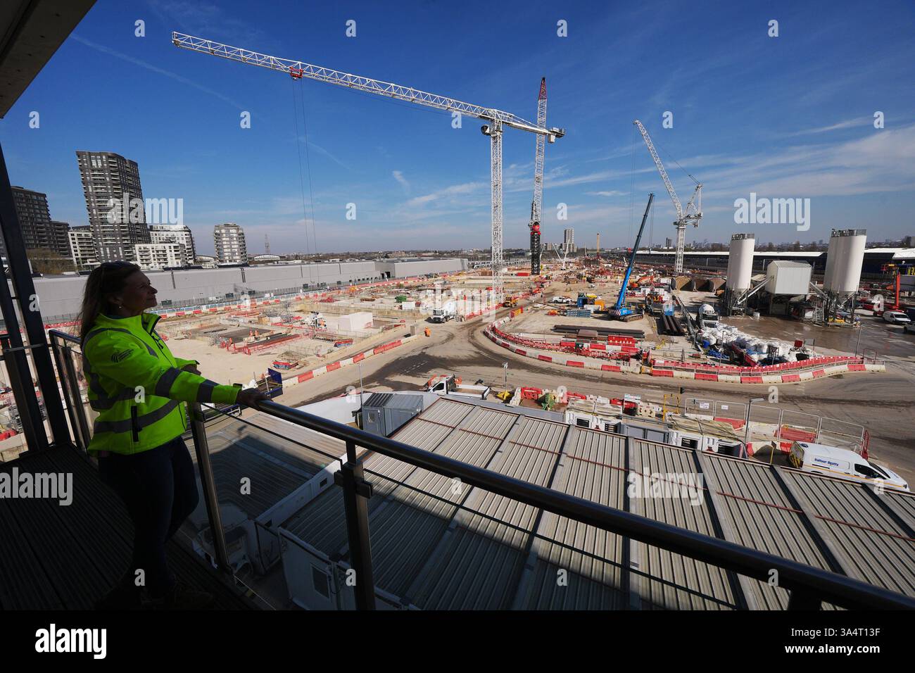 A visitor takes in a view of Balfour Beatty Vinci Systra construction ...