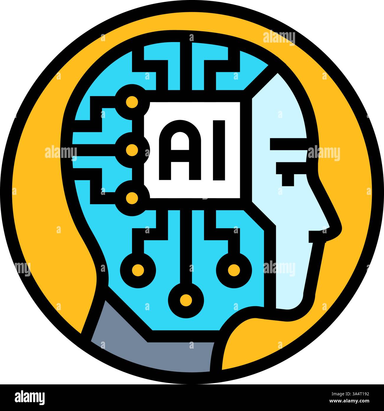 ai head profile deep learning color icon vector illustration Stock ...