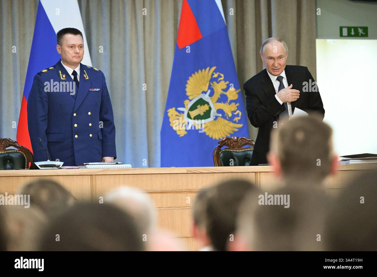 Russian Prosecutor General Igor Krasnov (left) and Russian President ...