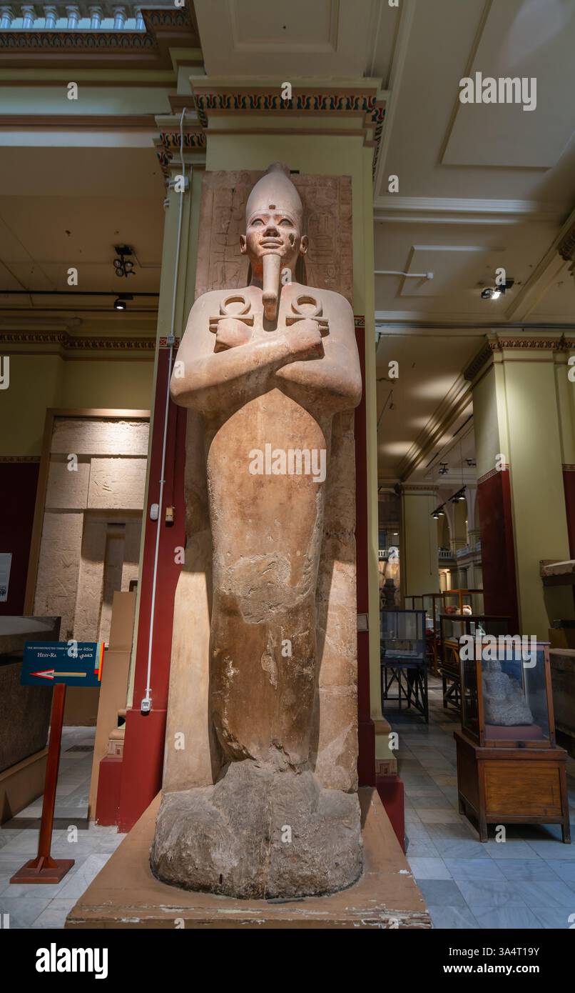 Cairo, Egypt - January 13, 2025: A sandstone statue of Ramesses II is ...