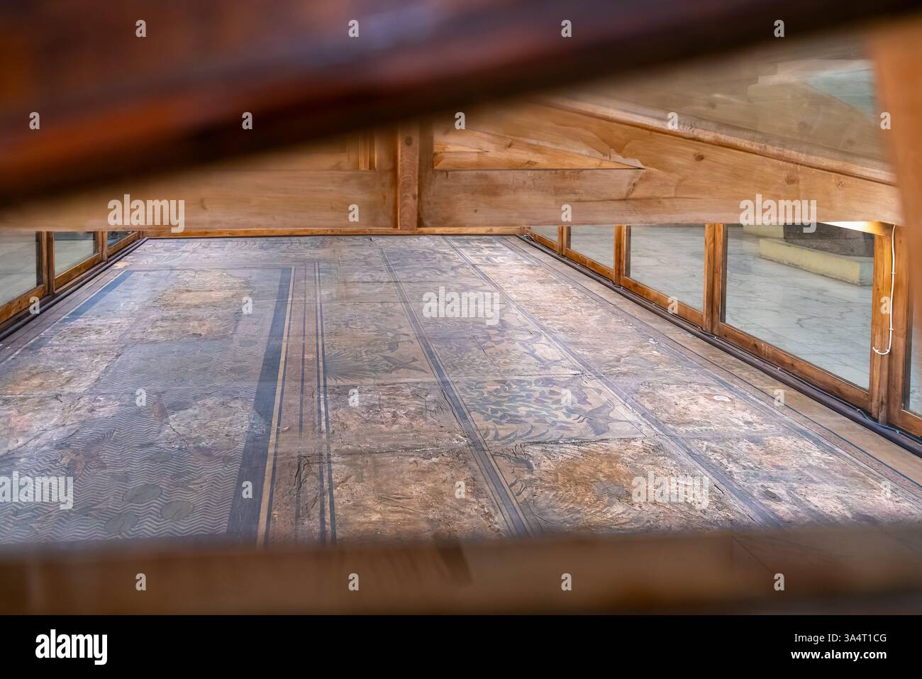 Cairo, Egypt - January 13, 2025: Rare painted floor fragments from the ...