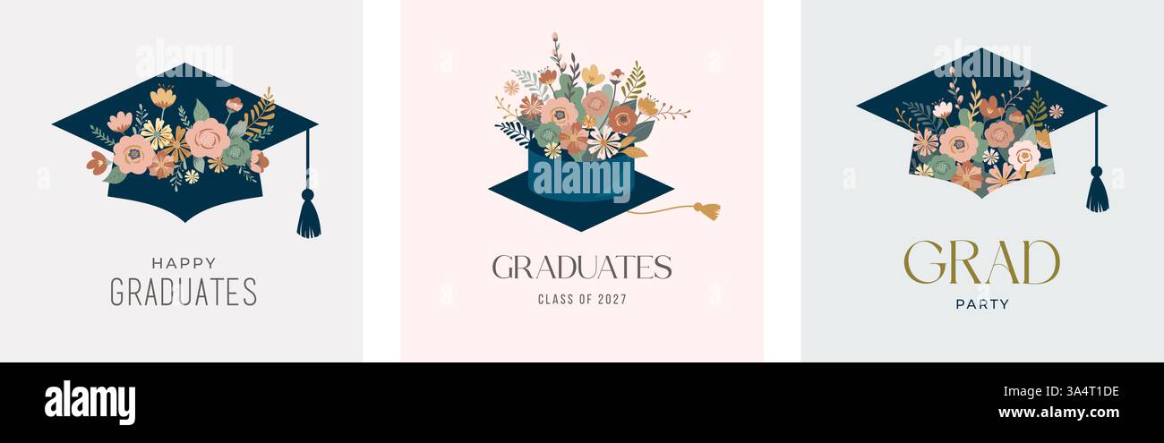 Floral Themed Graduation Party Invitations. Colorful Graduation Cards ...