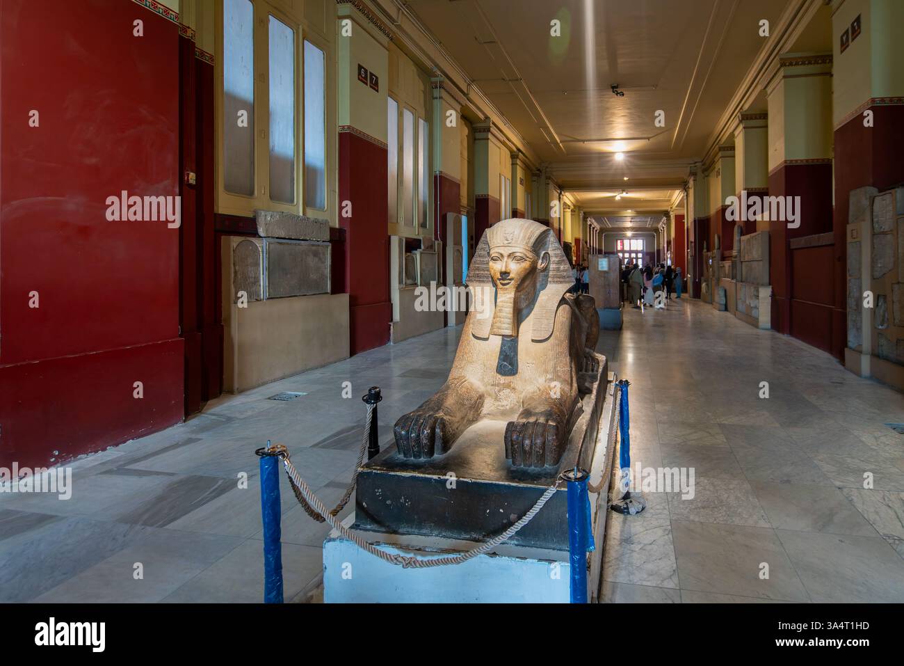 Cairo, Egypt - January 13, 2025: A prominent sandstone Sphinx statue ...