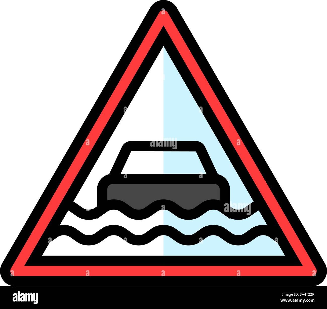 heavy rain flooding car driving obstacles color icon vector ...