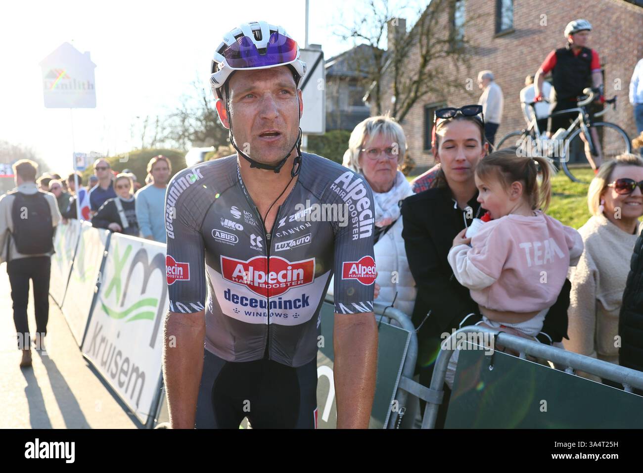 Winner Dutch Nils Eekhoff of Team Picnic PostNL reacts after winning ...