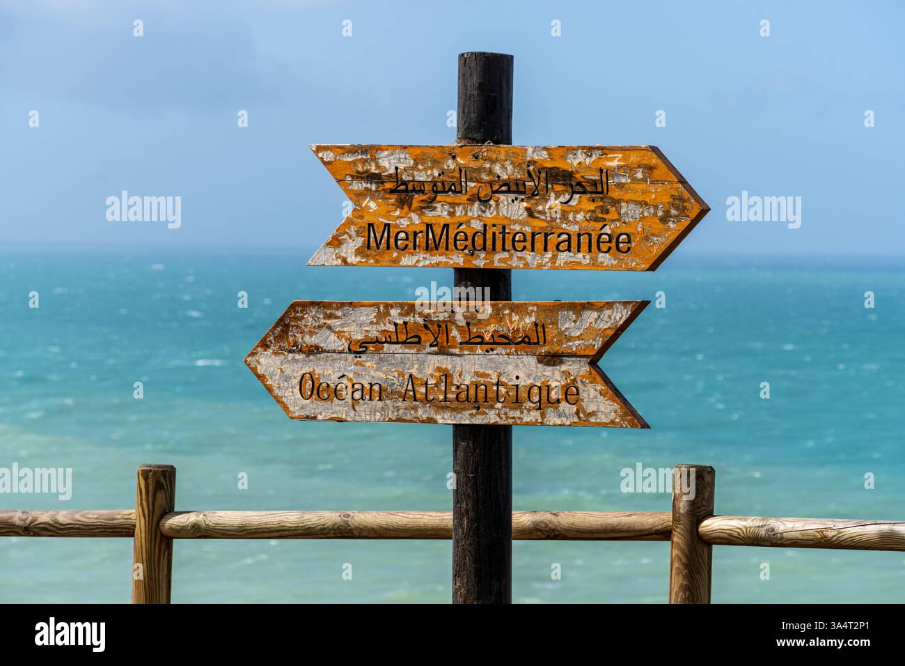 sign indicating the direction of the Mediterranean Sea and the Atlantic ...