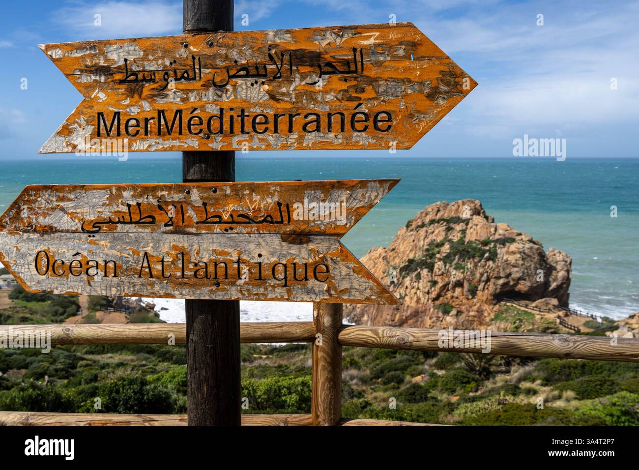 sign indicating the direction of the Mediterranean Sea and the Atlantic ...
