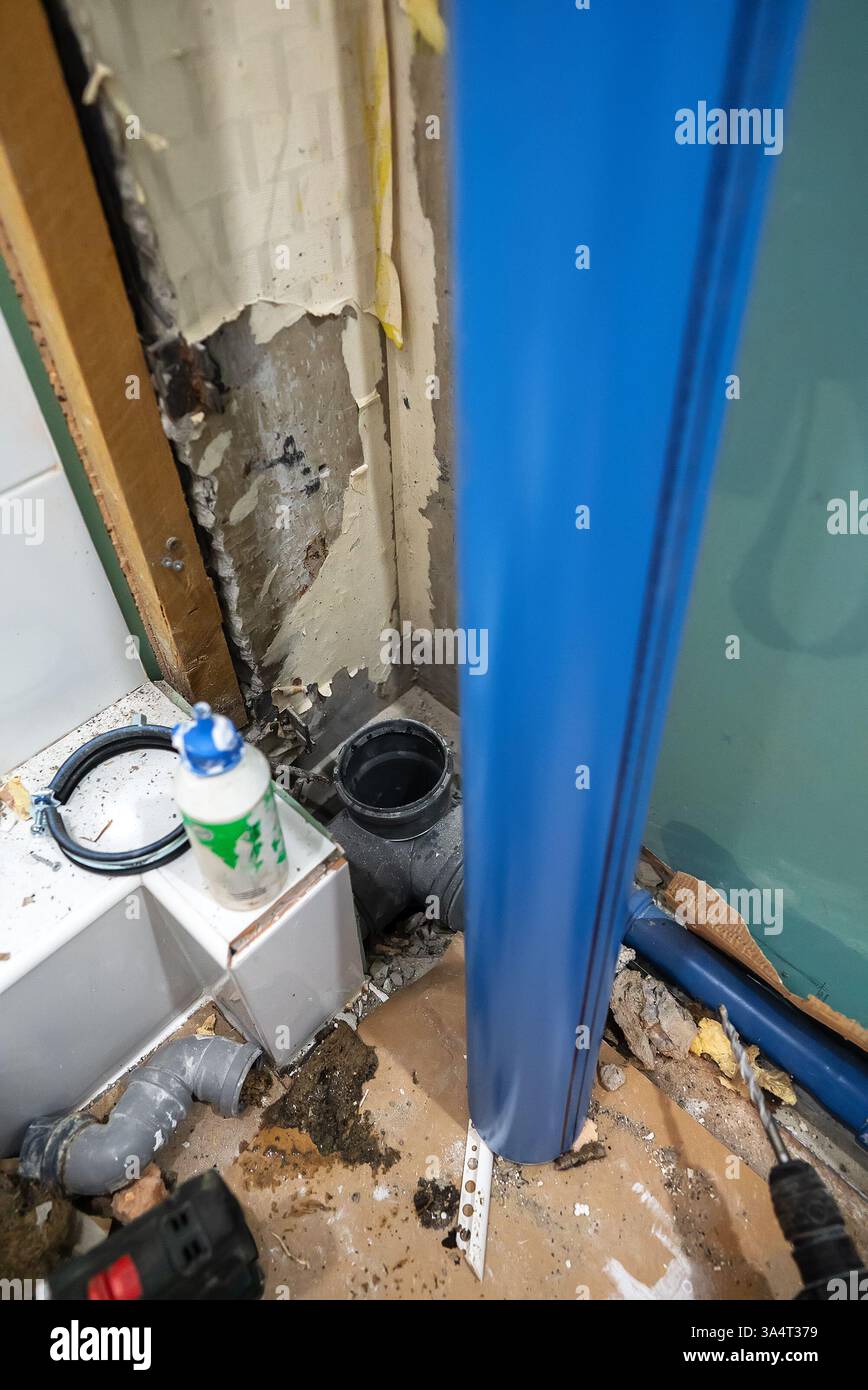 A new sewer stack pipe installed in place Stock Photo - Alamy
