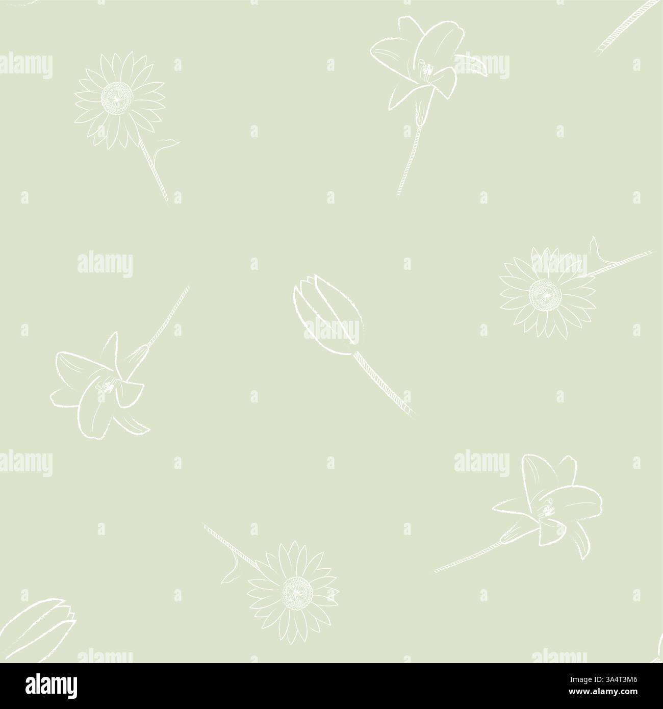 Soft Green Botanical Line Art Wallpaper – Minimalist Wildflower ...