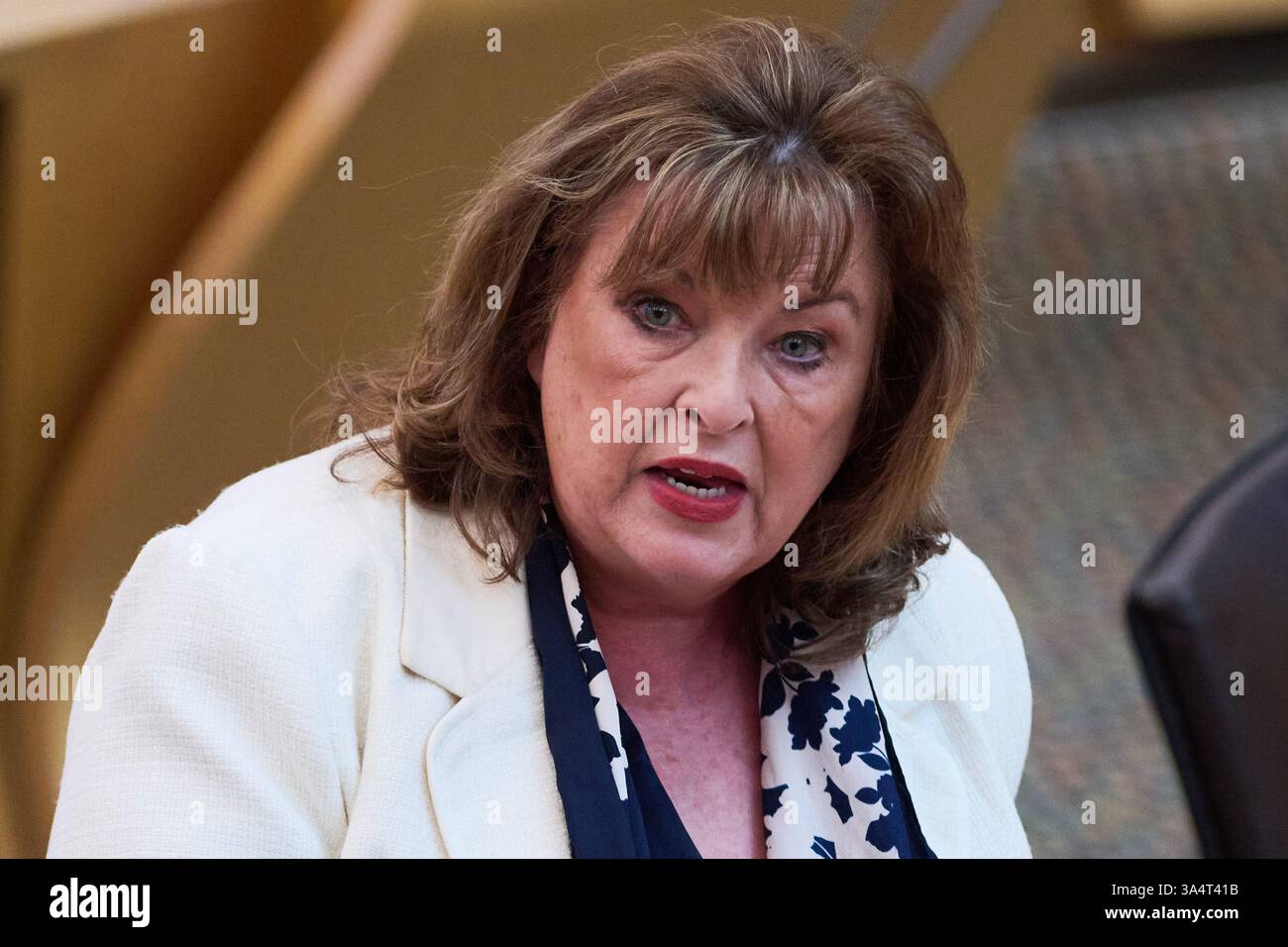 Edinburgh Scotland, UK 19 March 2025. Cabinet Secretary for Transport Fiona Hyslop MSP at the ...