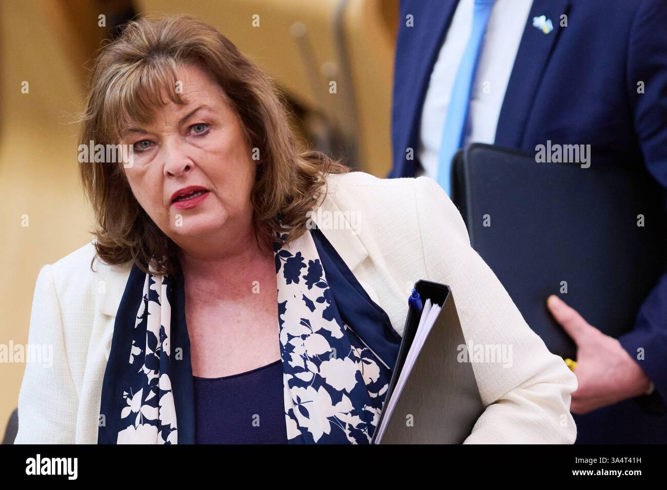 Edinburgh Scotland, UK 19 March 2025. Cabinet Secretary for Transport Fiona Hyslop MSP at the ...