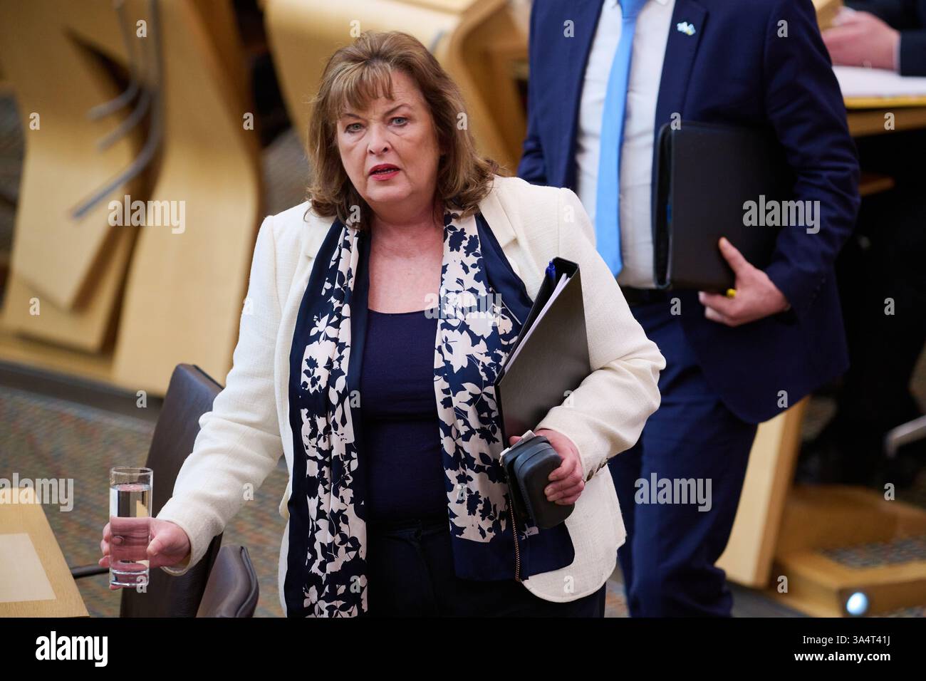 Edinburgh Scotland, UK 19 March 2025. Cabinet Secretary for Transport Fiona Hyslop MSP at the ...