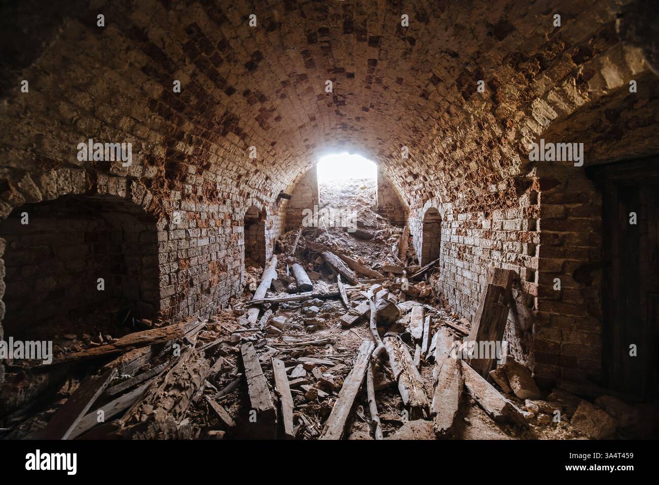 Abandoned empty old dark underground vaulted cellar Stock Photo - Alamy