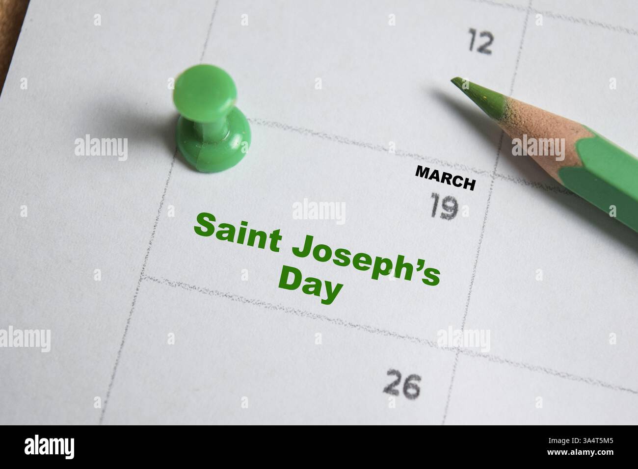 March 19. writing text Saint Joseph's Day on calendar date. Save the ...