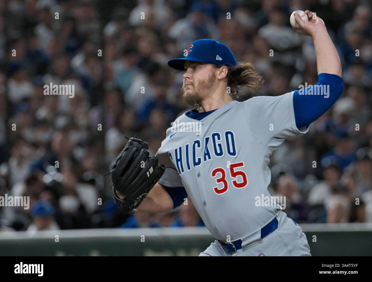 Tokyo, Japan. 19th Mar, 2025. Chicago Cubs Justin Steele throws a pitch ...