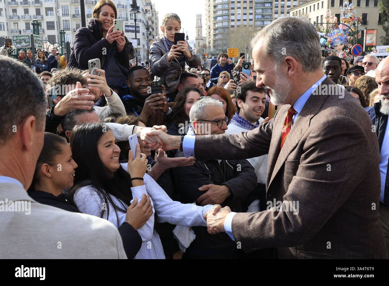 King Felipe VI of Spain visits The Fallas on March 19, 2025 in Valencia ...