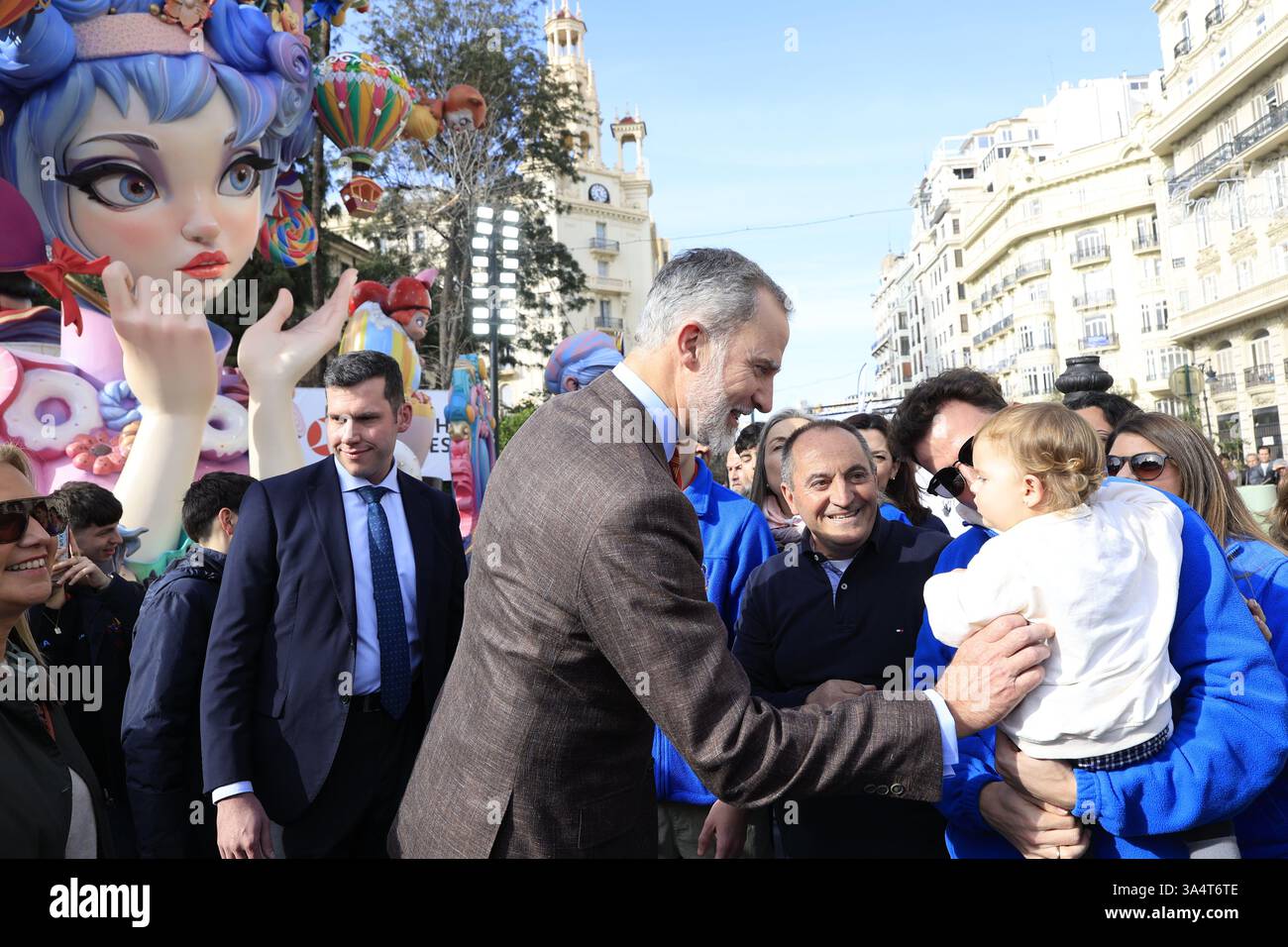 King Felipe VI of Spain visits The Fallas on March 19, 2025 in Valencia ...