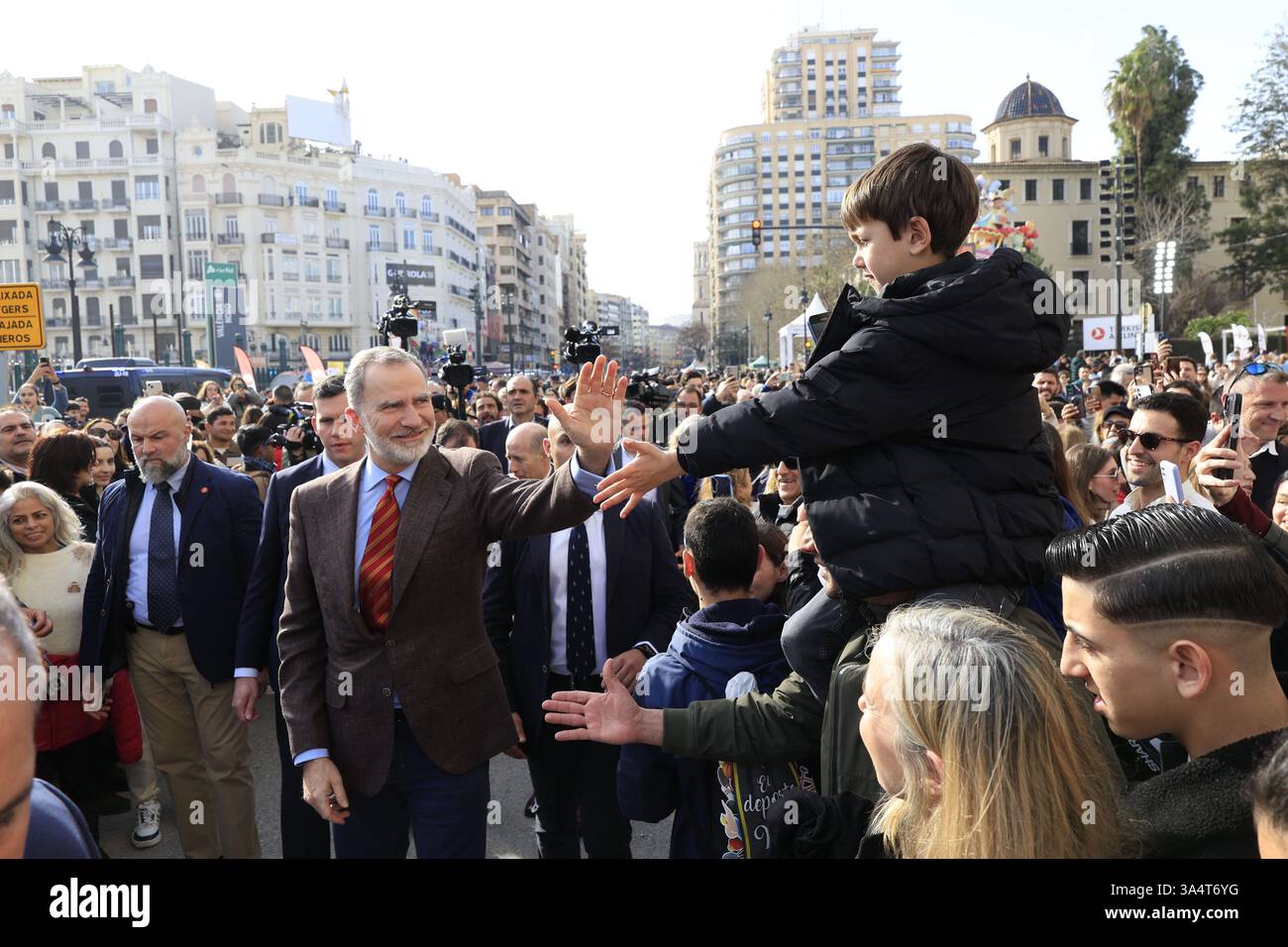 King Felipe VI of Spain visits The Fallas on March 19, 2025 in Valencia ...