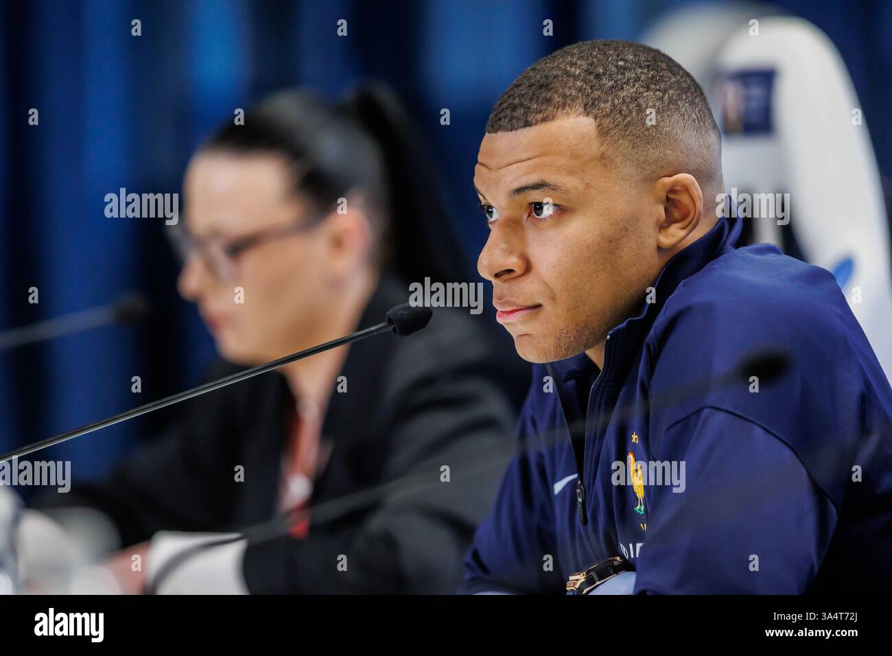 Split, Croatia. 19th Mar, 2025. France's Kylian Mbappe attends a press ...