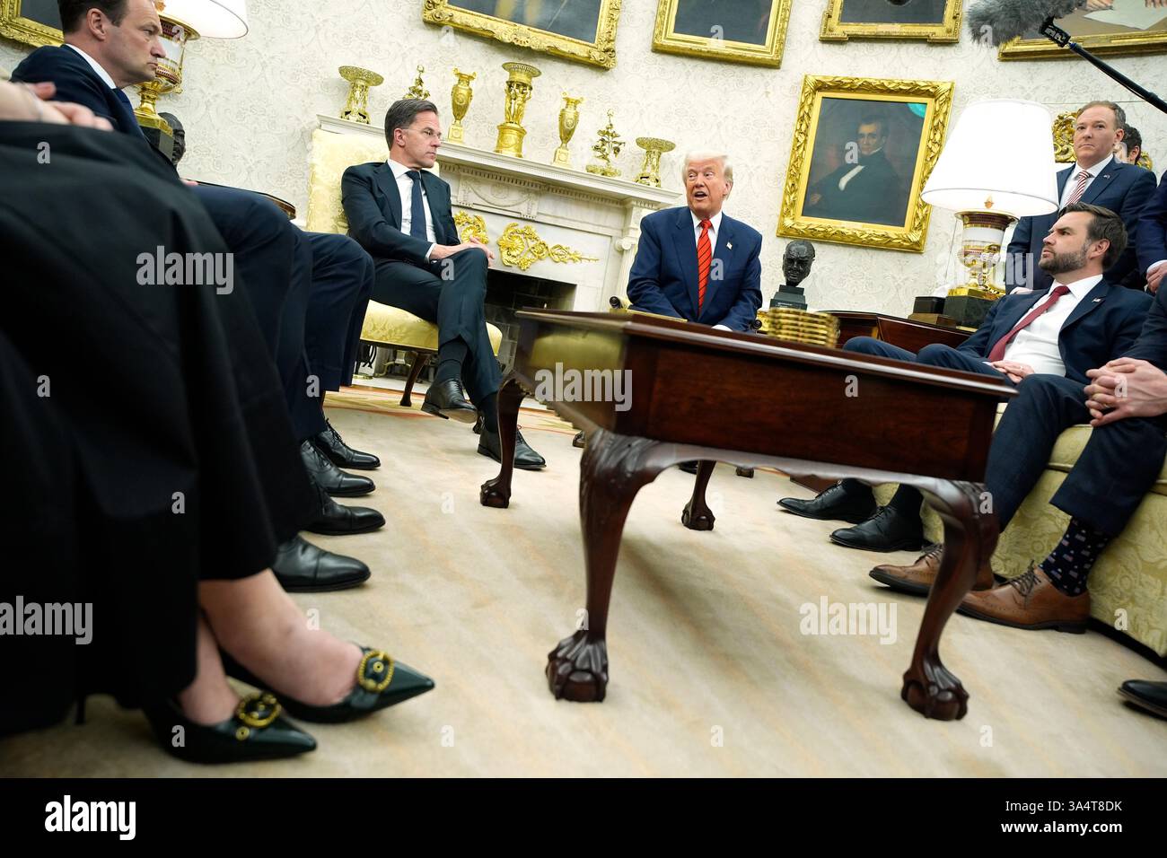US President Donald Trump meets with NATO Secretary General Mark Rutte ...