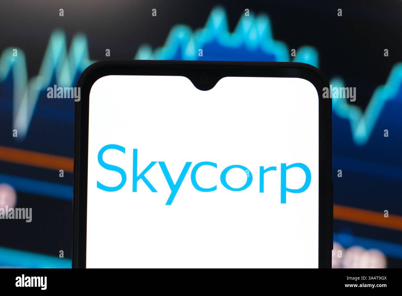 In this photo illustration, the Skycorp Solar Group logo is seen displayed on a smartphone ...